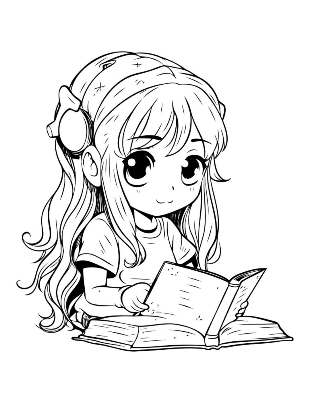 10 Cute Girls Coloring Pages for Kids & Adults | Kawaii Anime Chibi ...