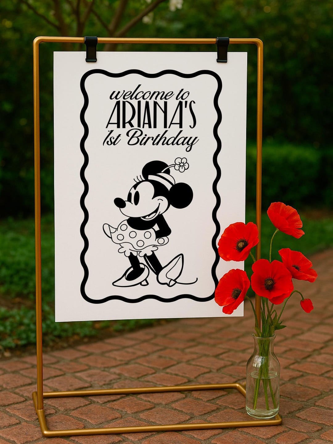 Minnie Mouse Birthday Welcome Sign, Minimalist Party Decor (digital ...