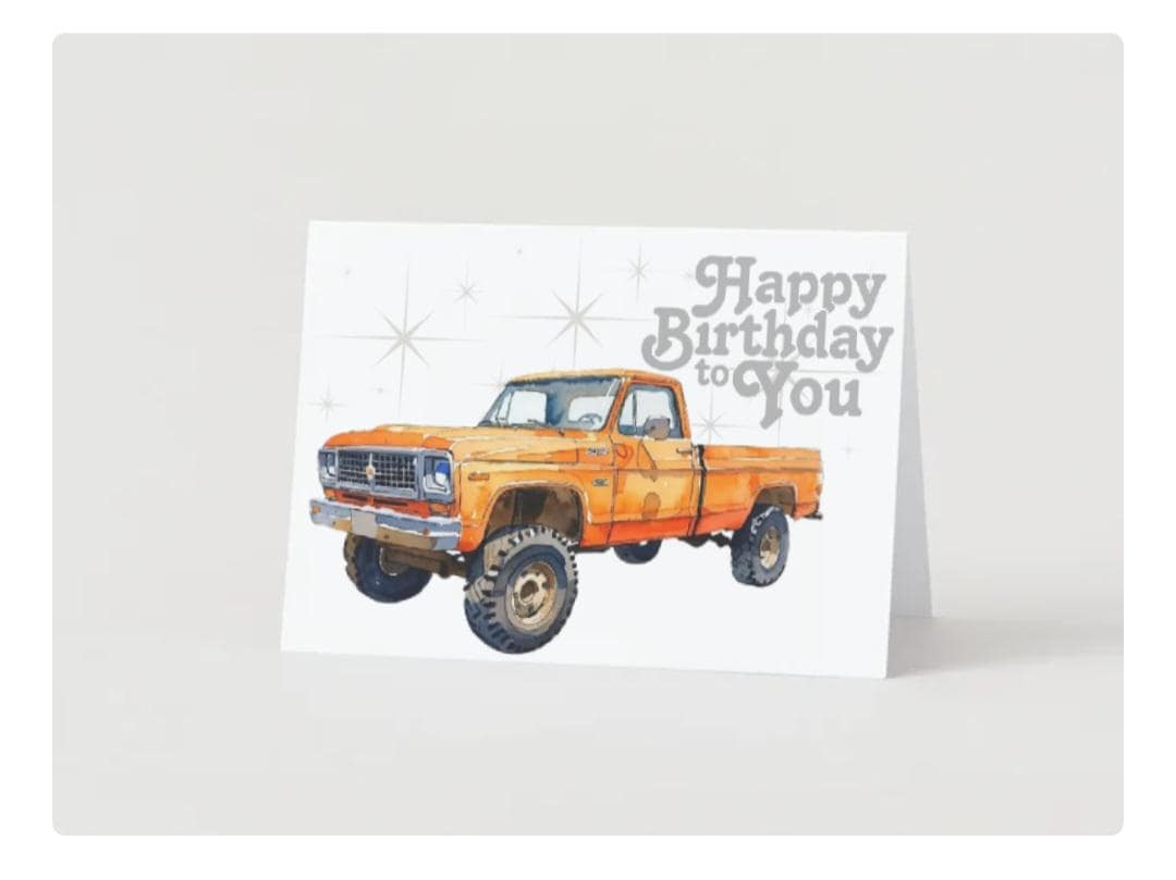 Retro Chevy Truck Birthday Card: 1974 Square Body Pickup (printable PDF ...