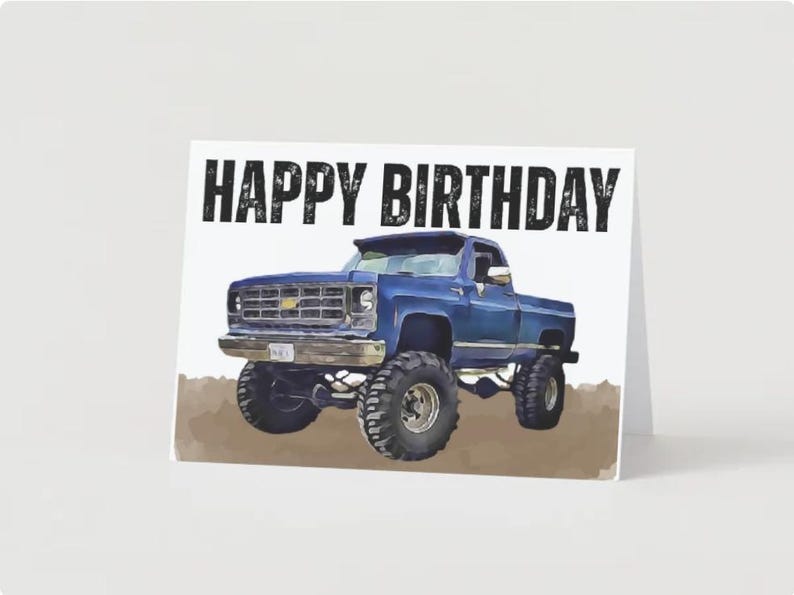 Retro Chevy Truck Birthday Card: 1970s Square Body (printable PDF - Etsy