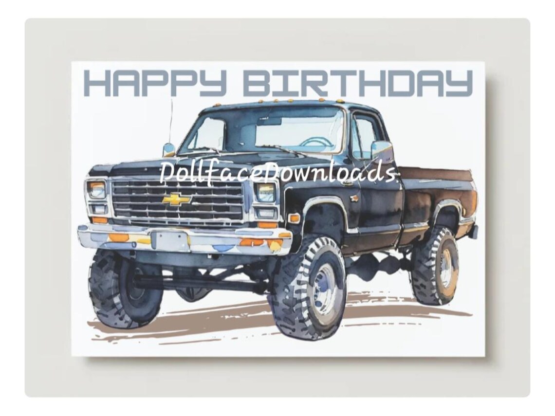 Vintage Truck Birthday Card Printable | 1987 Chevy Square Body ...