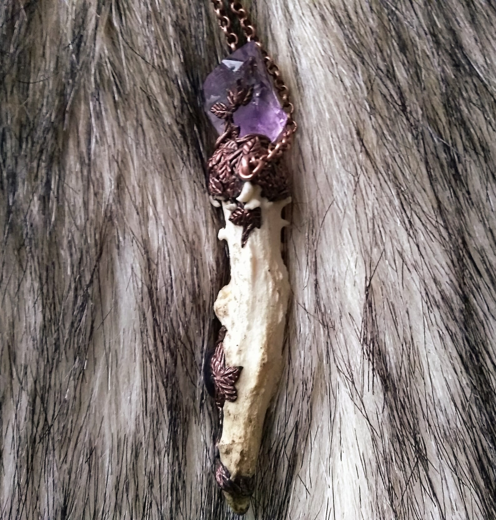 Lavender Forest Fae Amethyst and Antler Wand Pendant - Etsy