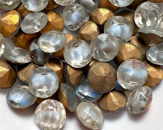 12 or 16 Vintage Givre Stones Glass 8.5mm - 8.75mm Periwinkle Blue Gray ...
