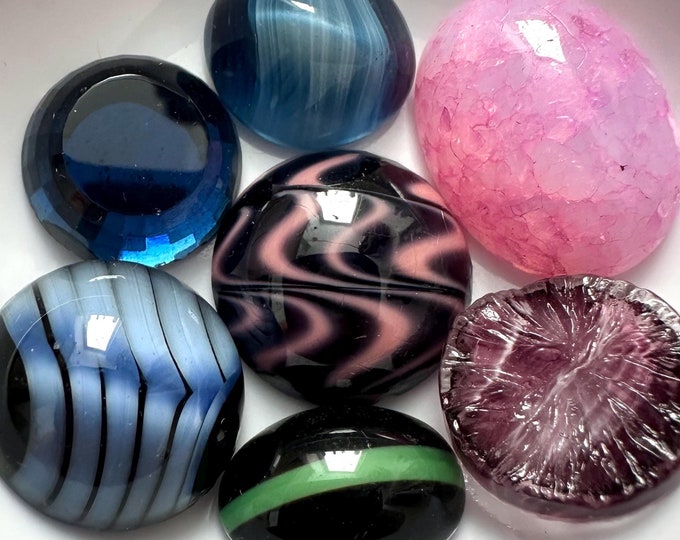 Vintage Glass Cabochon Lot Blues Pinks Purple Assorted Colors Shapes ...