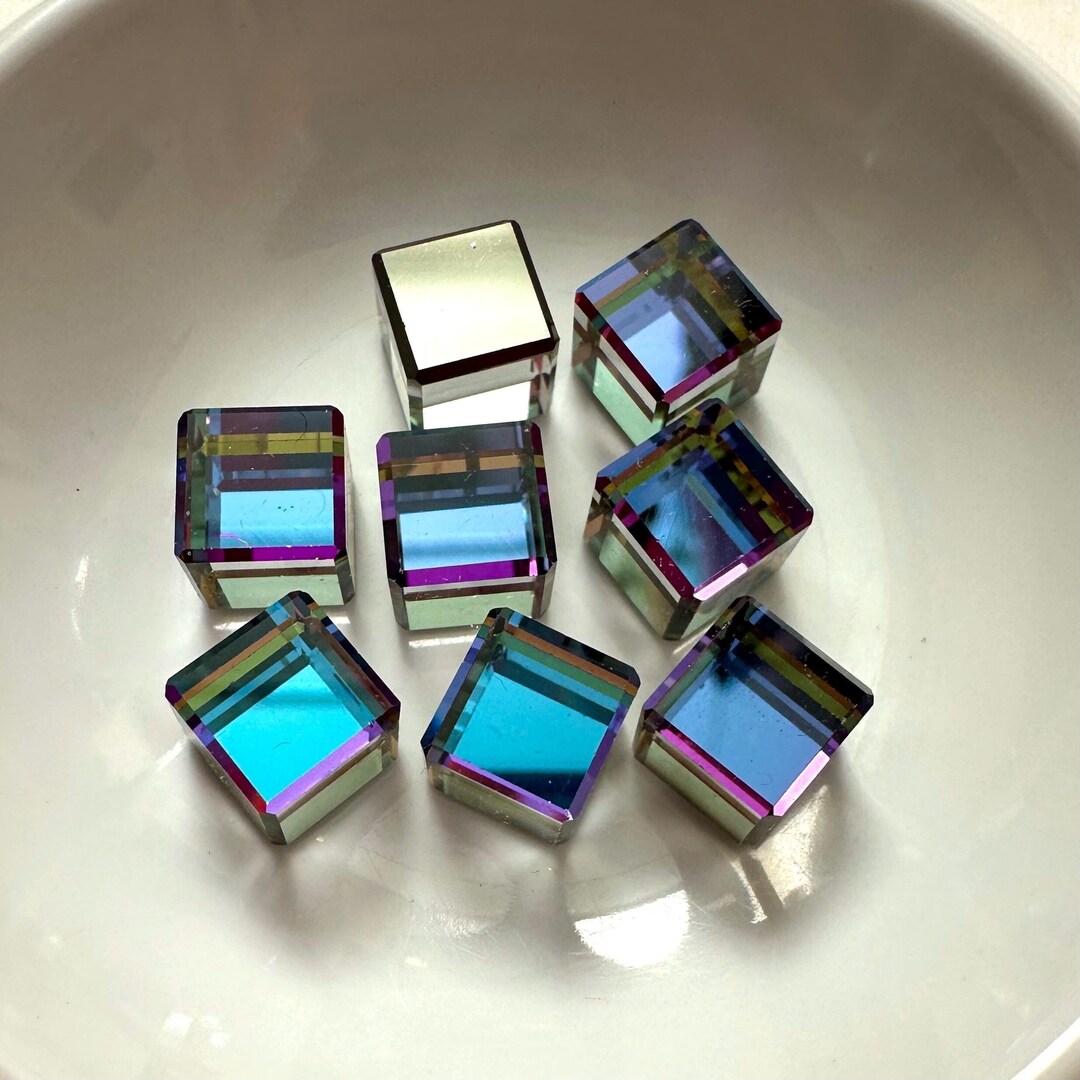 Vintage 8mm Cube Cabochons Blue Helio D.S. & Co. Cuboid Stones ...