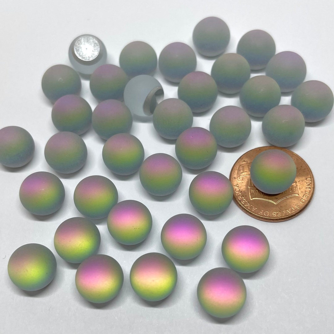 4 or 6 Vintage 10mm Frosted Red Helio Vitrail 3/4 Ball Stone / Cabochon ...