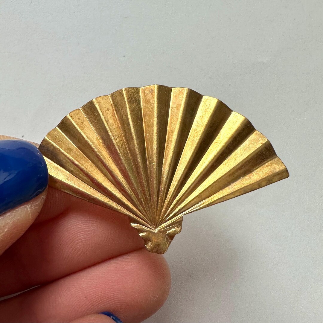 Vintage Fan Stampings Brass 46.5x30mm Elegant Jewelry Findings / Craft ...