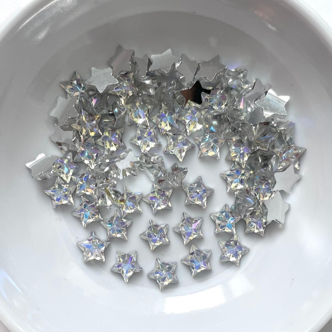 Vintage Crystal AB Star Cabochons 6mm Celestial 5 Point Star High Dome ...