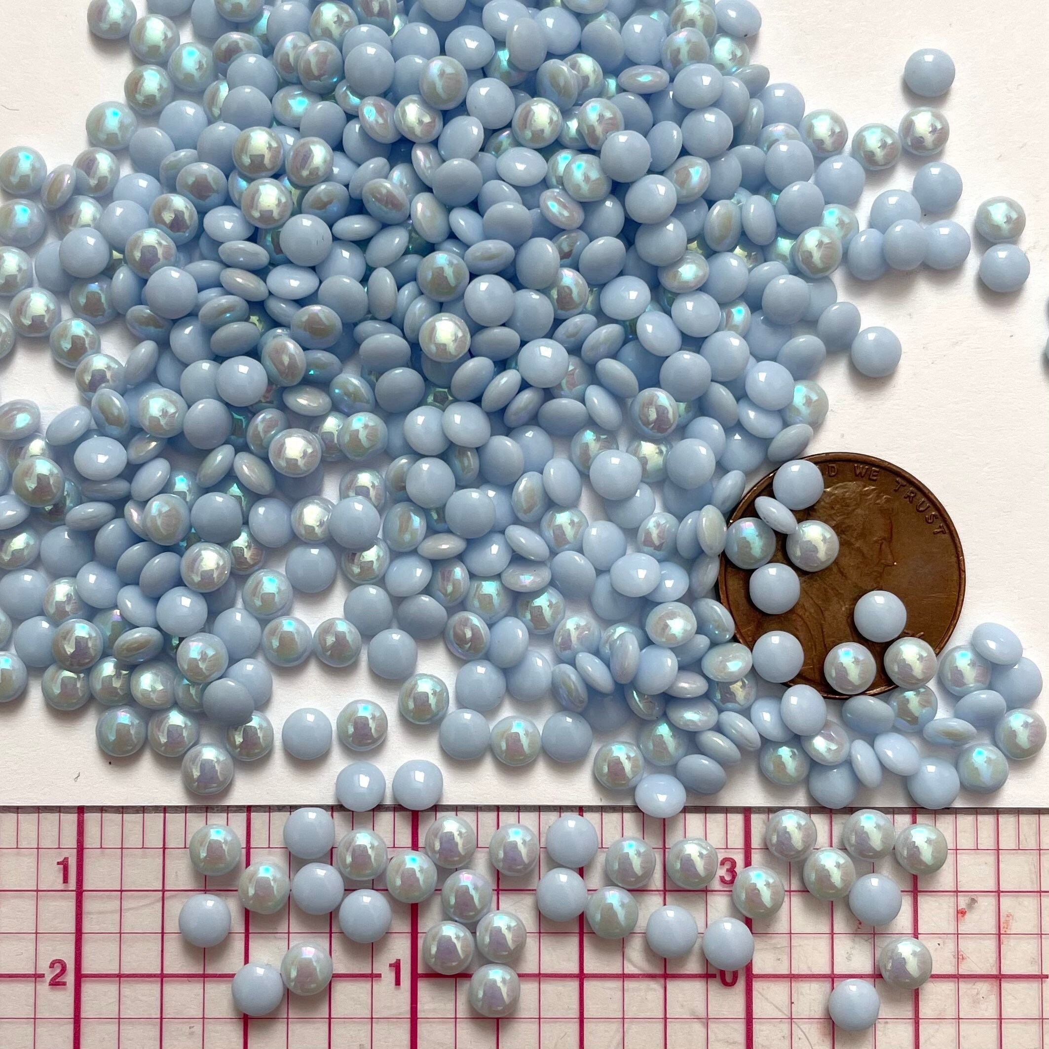 Vintage AB Baby Blue Stones 4mm Glass Metallic Aurora Borealis Round ...