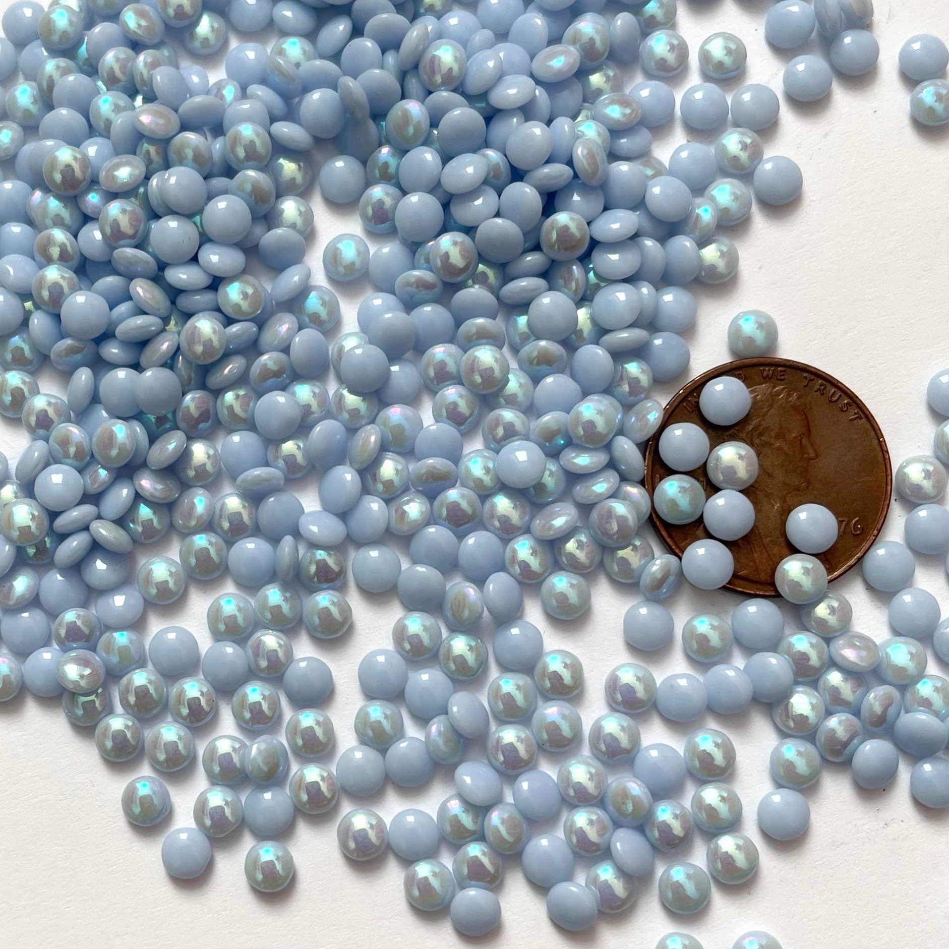 Vintage AB Baby Blue Stones 4mm Glass Metallic Aurora Borealis Round ...