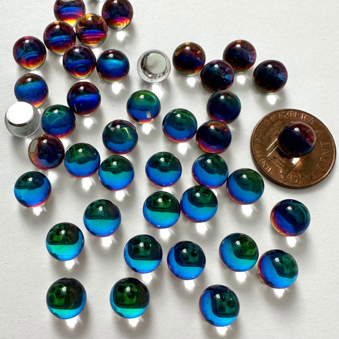 Vintage 8mm Blue Green Helio 3/4 Ball Stone / Cabochon Smooth Top ...