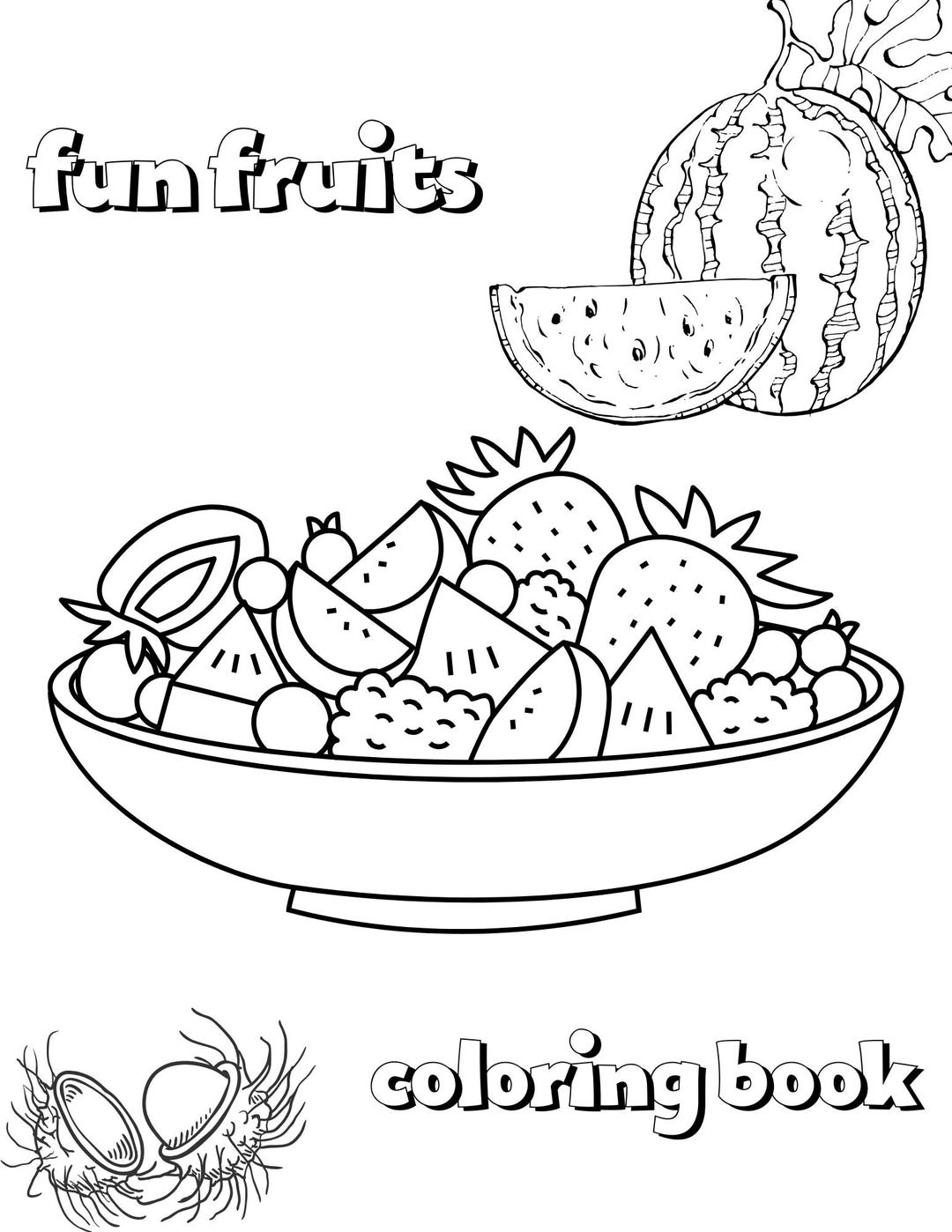 Fruit Coloring Book | Cute Printable Coloring Pages for Kids & Adults ...