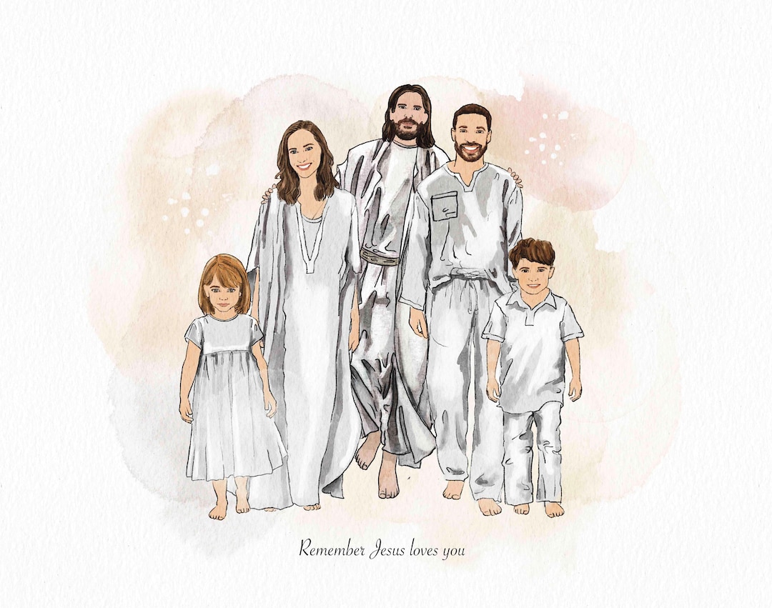 Family Portrait With Jesus, Family With Jesus Christ, Walking With ...