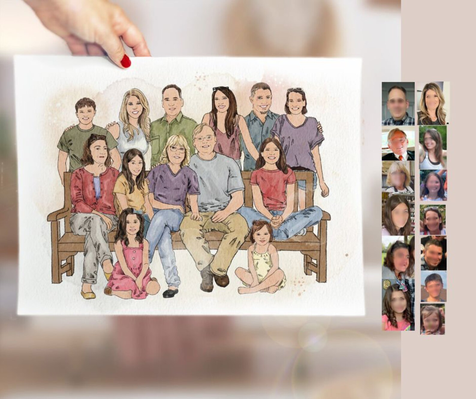 Custom Large Family Portrait, Extended Family Digital Drawing From ...
