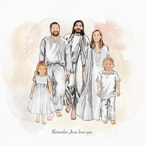 Family Portrait With Jesus, Family With Jesus Christ, Walking With ...