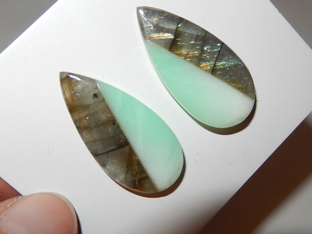Chrysoprase & Labradorite Inlay Beads - 1 Pair - Etsy