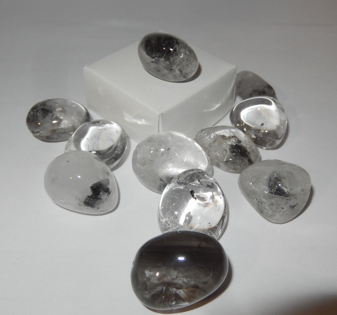 Clear Quartz With Graphite Inclusions - Tumbled - Etsy