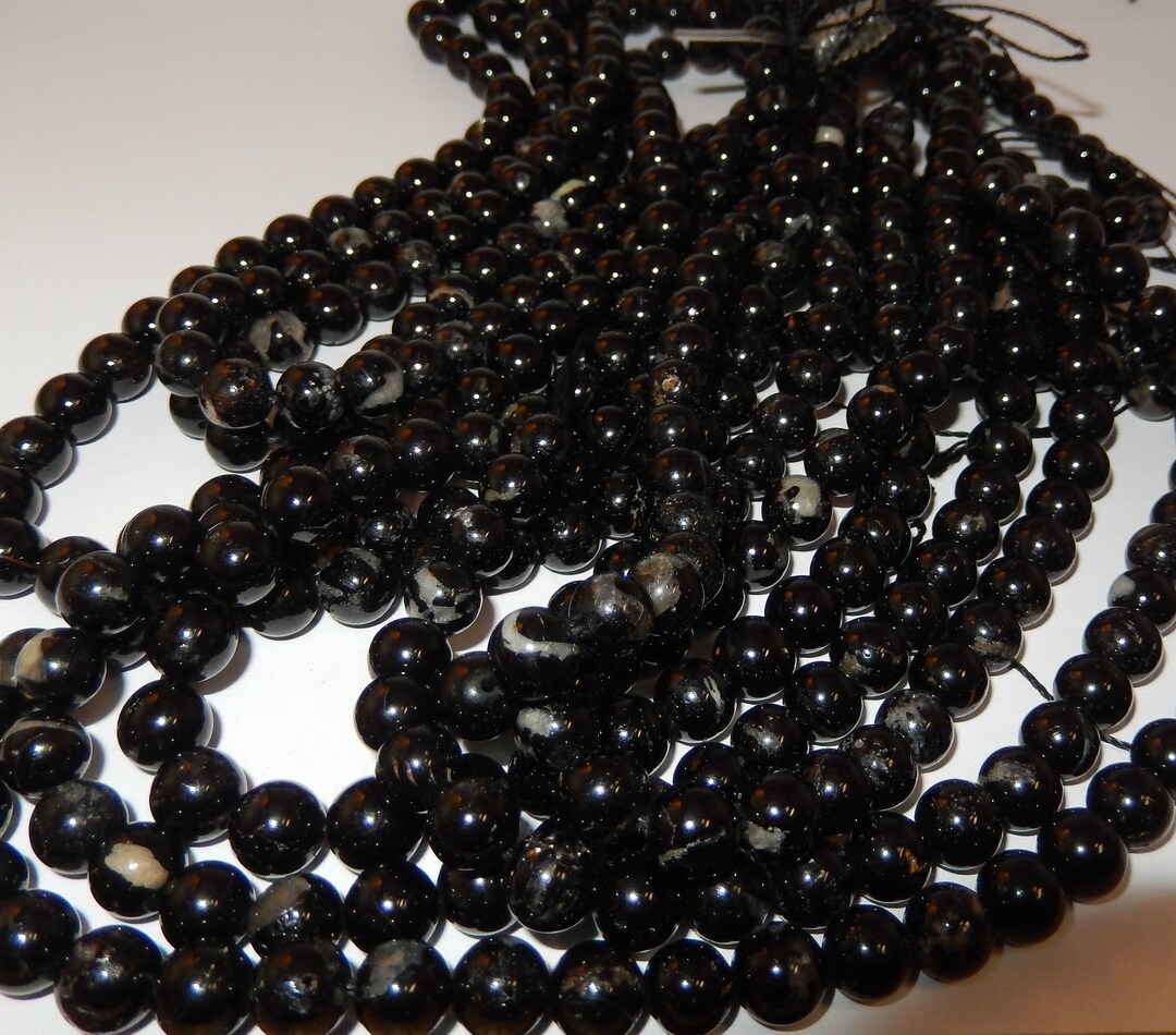 Black Tourmaline Beads - 15"length Round Bead Strand - 8mm Beads - Etsy