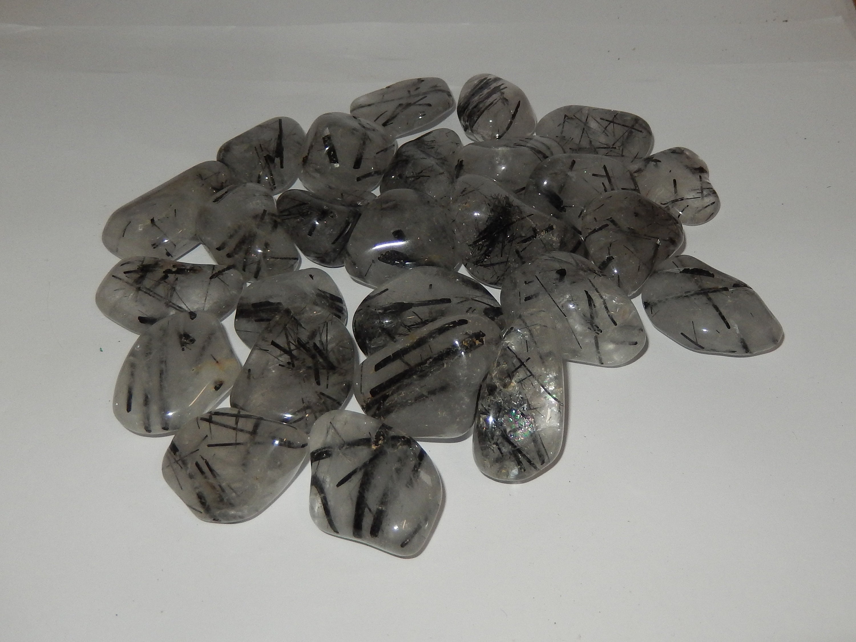 Tourmalined Quartz tumbled | Etsy