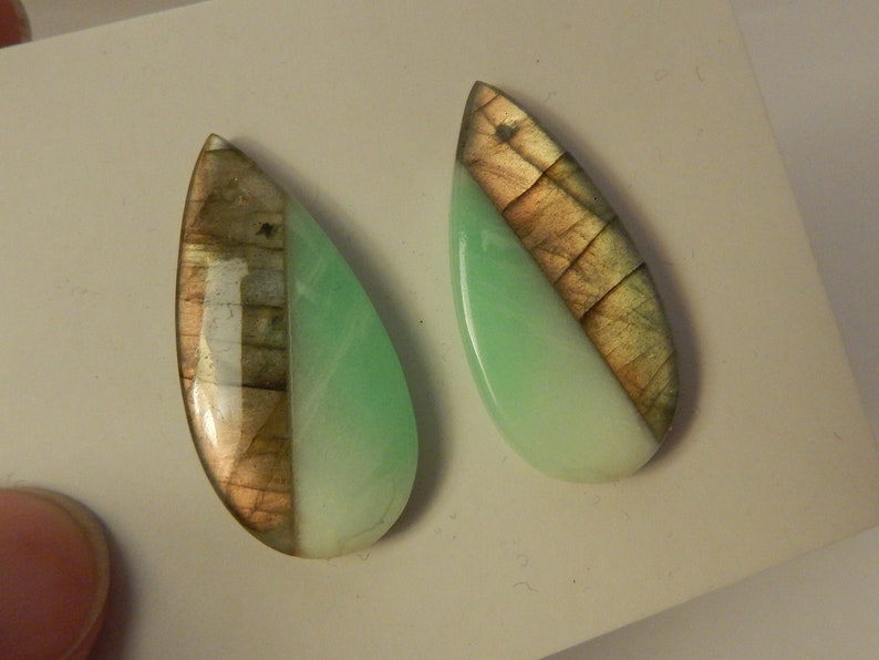Chrysoprase & Labradorite Inlay Beads 1 Pair | Etsy