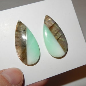 Chrysoprase & Labradorite Inlay Beads - 1 Pair - Etsy