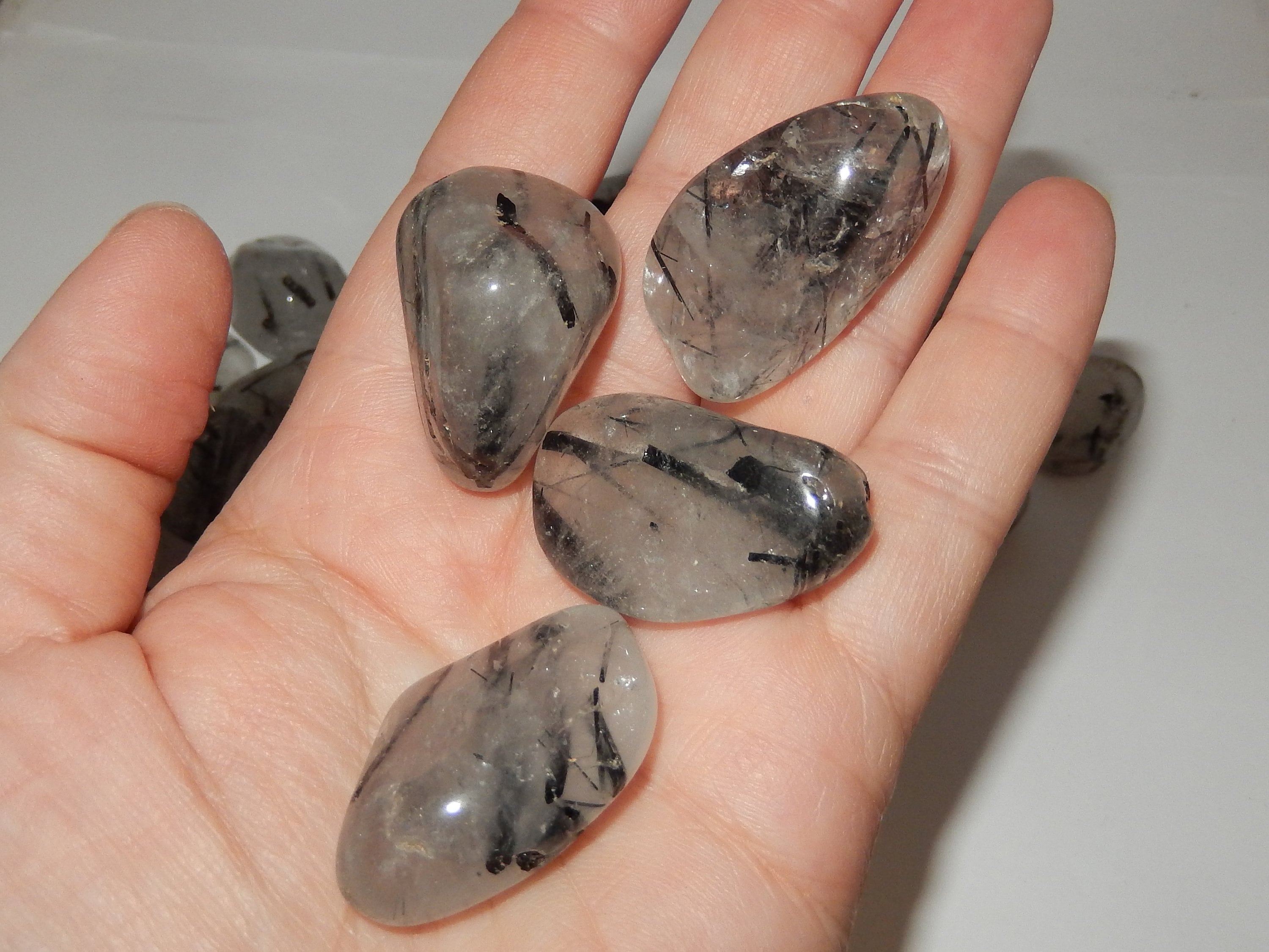 Tourmalined Quartz tumbled | Etsy