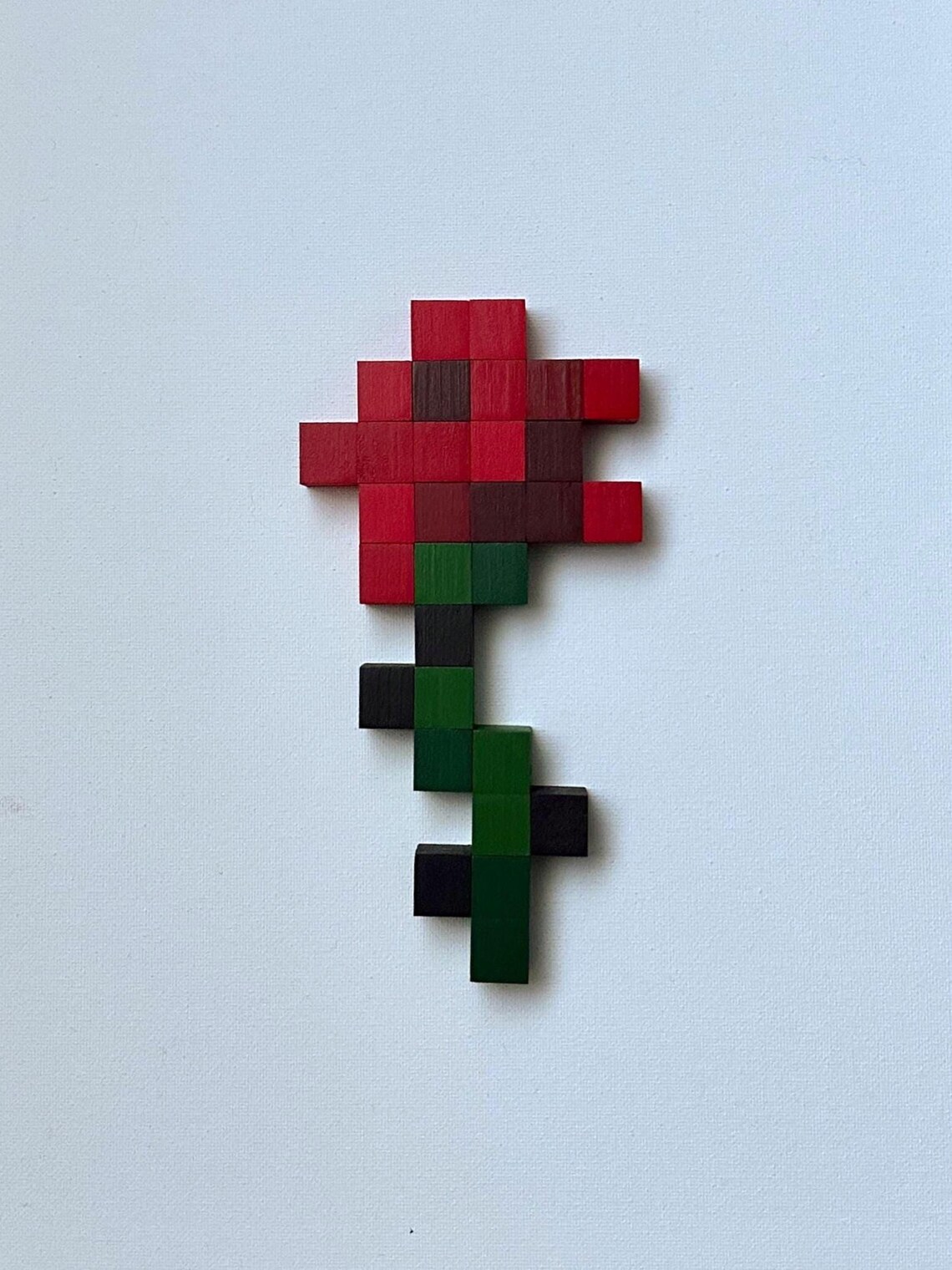 3D Pixel Rose – Wooden Minecraft Flower – Hand Painted Pixel Decor for ...