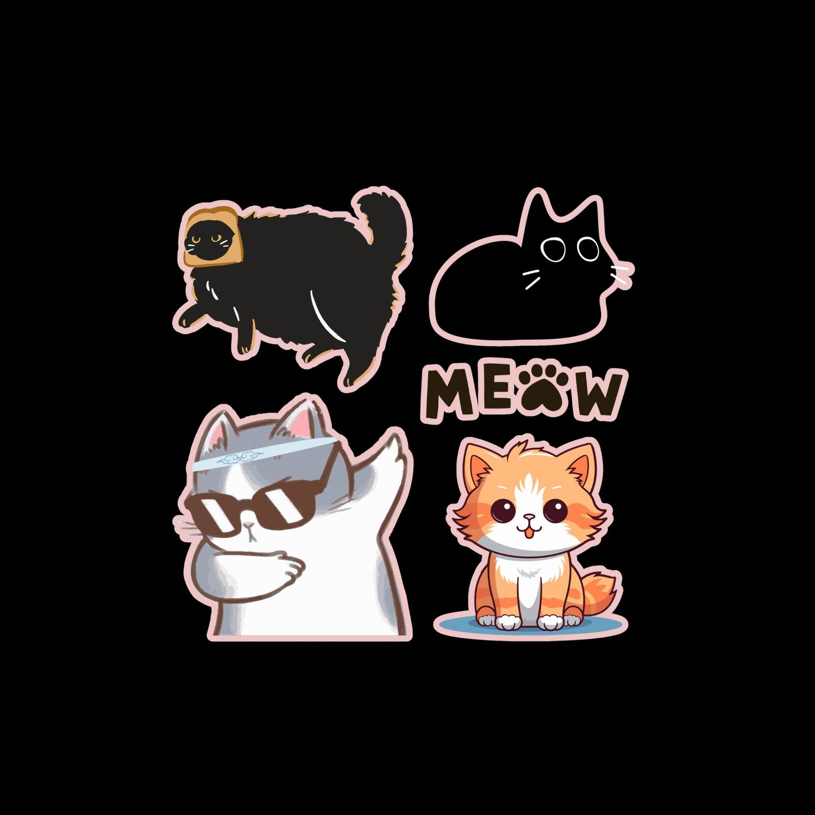 Cats Stickers. Pack of 10-medium Size Stickers - Etsy