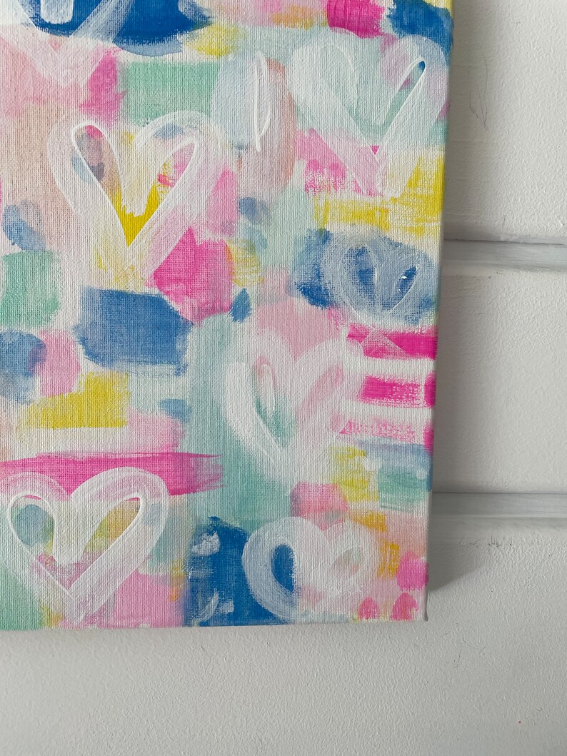 Candy Hearts Modern Abstract Canvas Painting Preppy Wall - Etsy