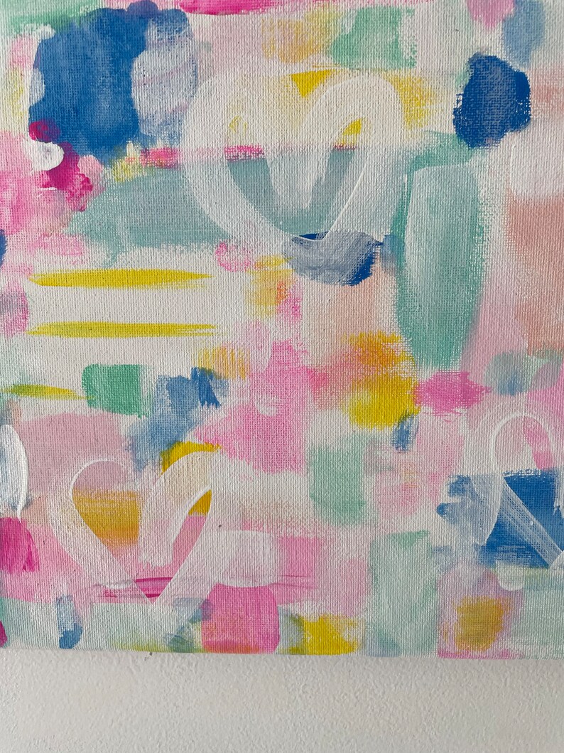 Candy Hearts Modern Abstract Canvas Painting Preppy Wall - Etsy