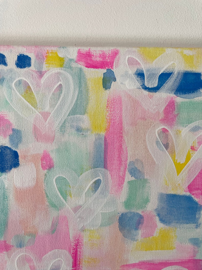 Candy Hearts Modern Abstract Canvas Painting Preppy Wall - Etsy
