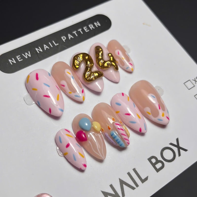 Sprinkle Acrylic Nails - Etsy