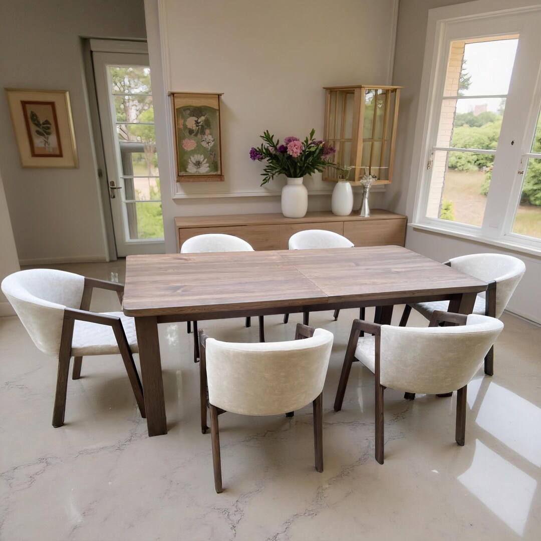 Extendable Oak Dining Table – Solid Wood, Modern Rectangular or Round ...