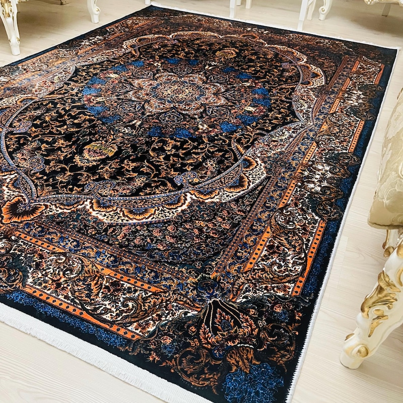 Turkish Silk Rug Blue Color - Etsy
