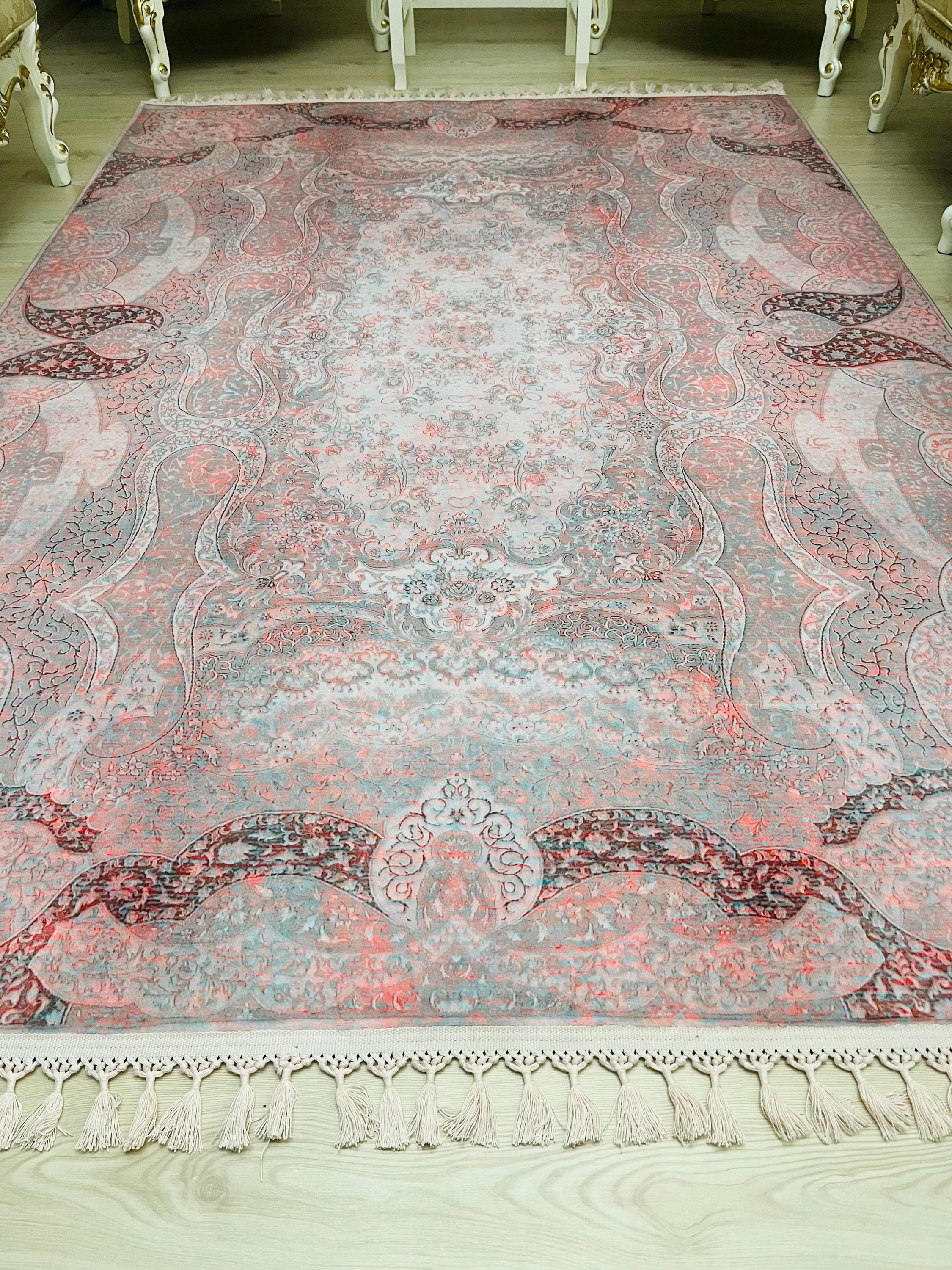Pink Shabby Chic Area Rug: Vintage Style Oriental Chenille - Etsy