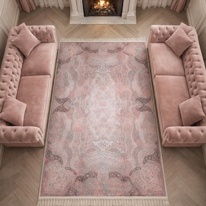 Dusty Pink Dopamine Decor Soft Area Rug: Shabby Chic Blush Pink Living ...