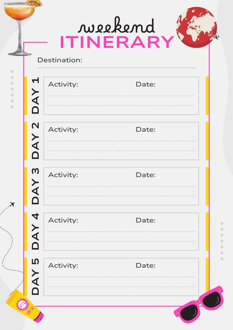 Weekend Printable Planner - Etsy