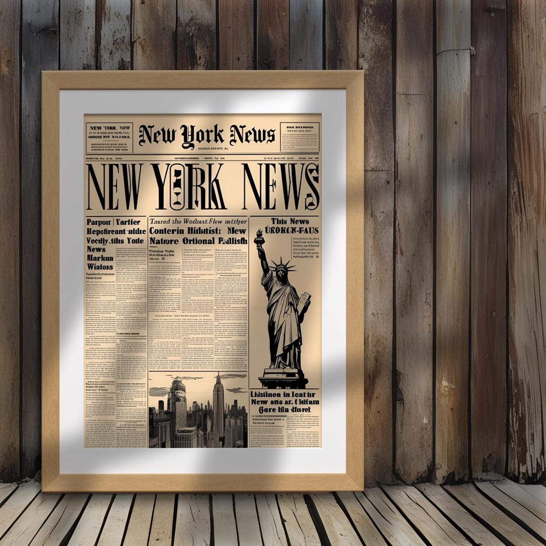 Vintage New York Newspaper Poster Print, Retro Wall Art Decor, Rolled ...
