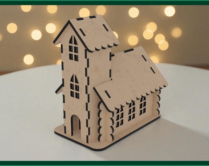 3D Weihnachtskirche, Weihnachtsdekore Laserschnitt, 3D-Kirchenmodell ...