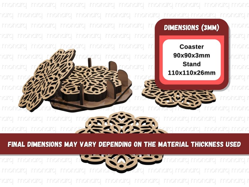 Elegant Flower Coaster Set With Holder Laser Cut File | Floral Drink ...
