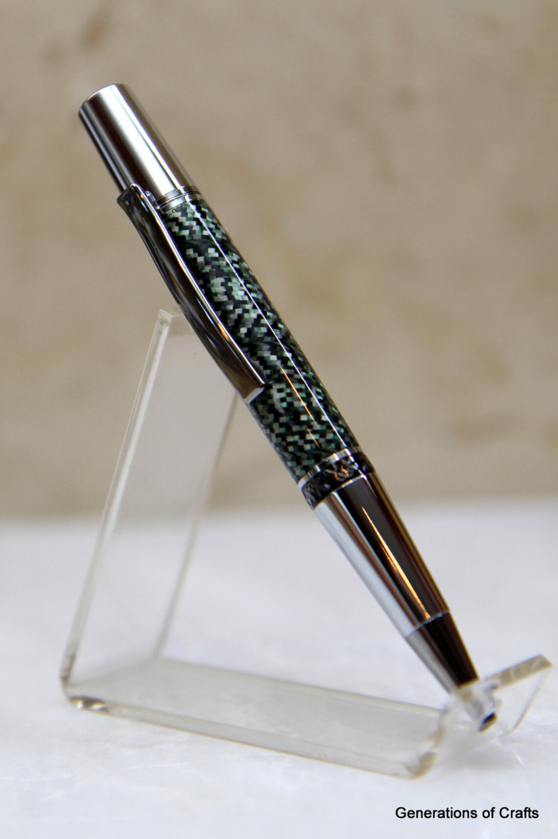 Handmade Pen Green Checkerboard Cellulose Acetate Vintage - Etsy
