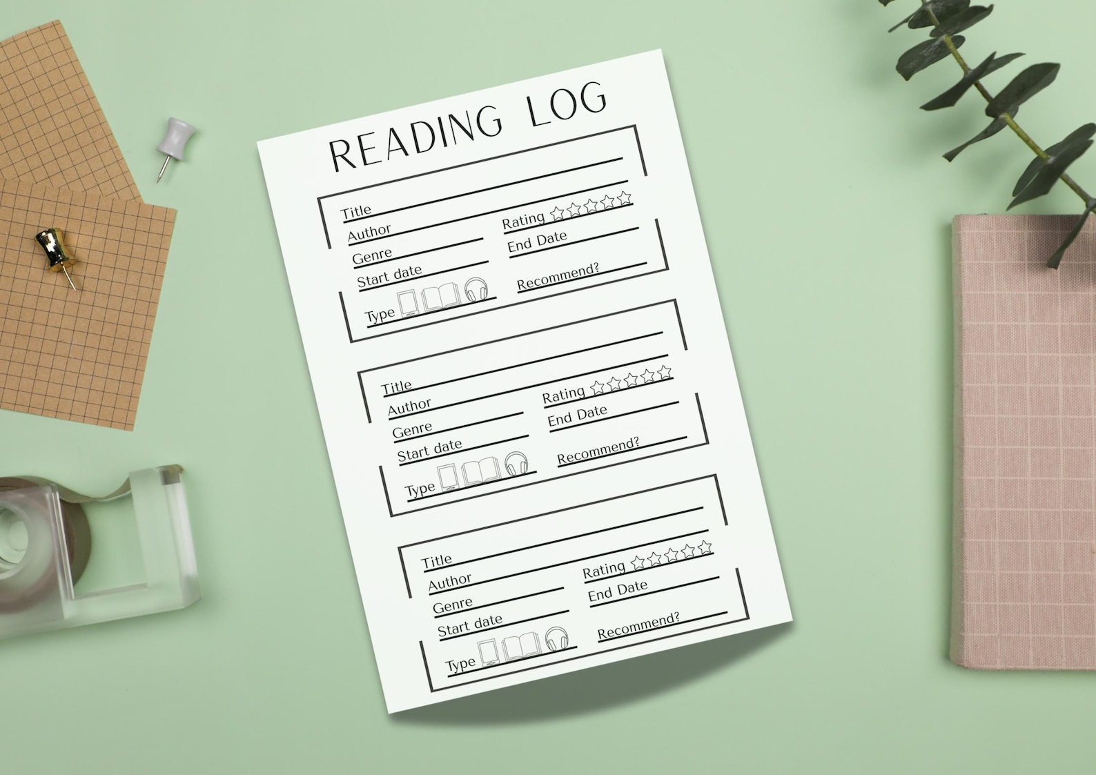 Reading Log Printable PDF – Minimalist Book Tracker for Journal or ...