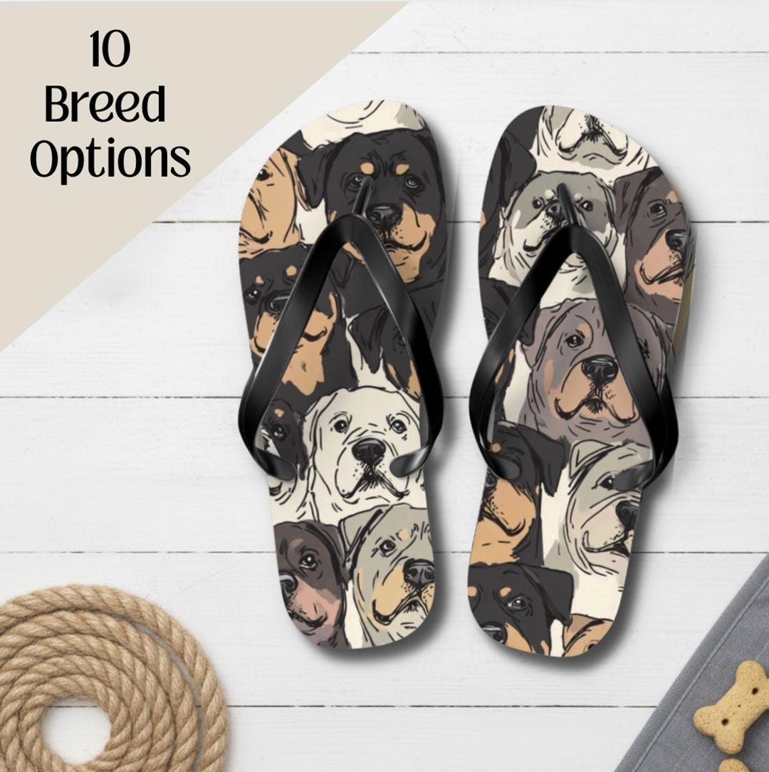 Rottweiler Dad Flip Flop Men Dog Lover Footwear With Rottweiler Print ...