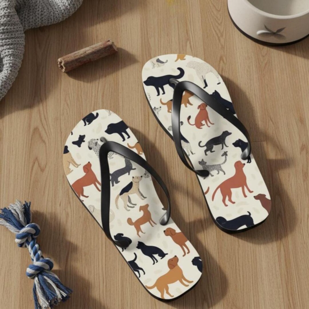 Dog Lover Flip Flops Cute Dog Print Sandal for Women Animal Print ...