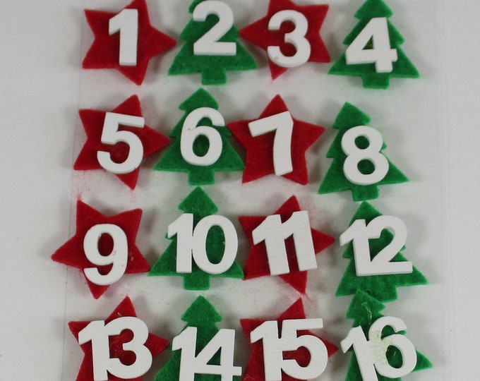 Christmas Felt, Foam 3D Number Stickers, 1-24, Advent Numbers ...