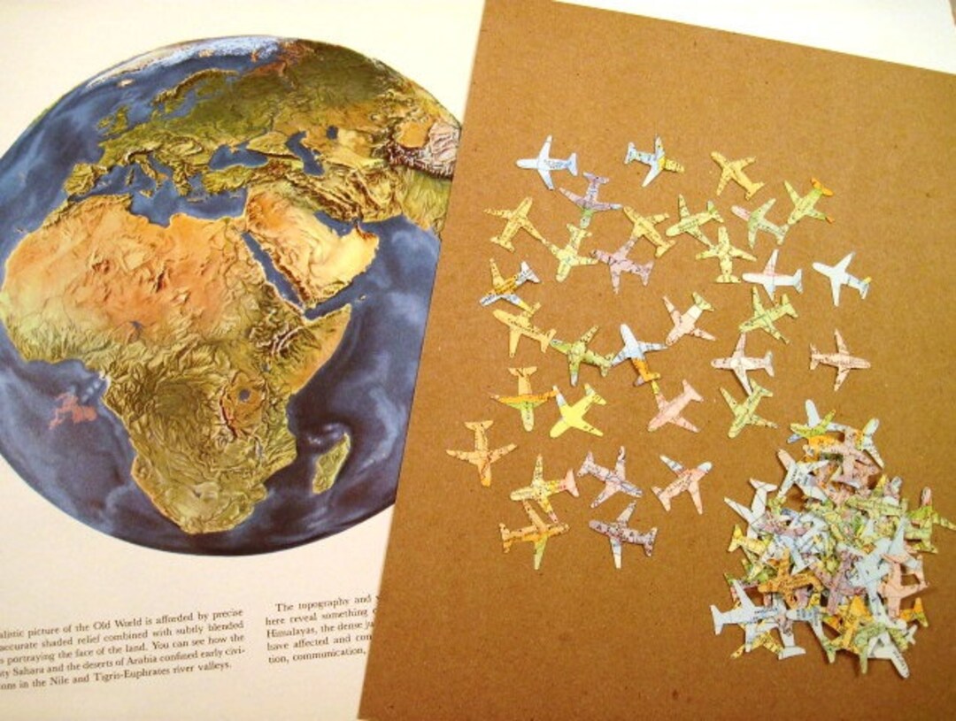 AIRPLANE Paper Punches, Vintage Maps, Pack of 100, Confetti, Party ...
