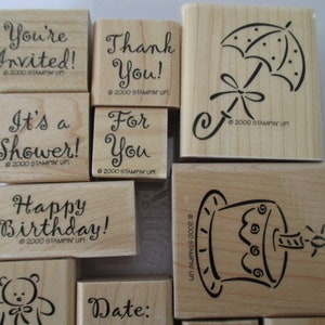 2000 Stampin up BABY ANNOUNCEMENTS Wood Rubber Stamp Set, Retired ...