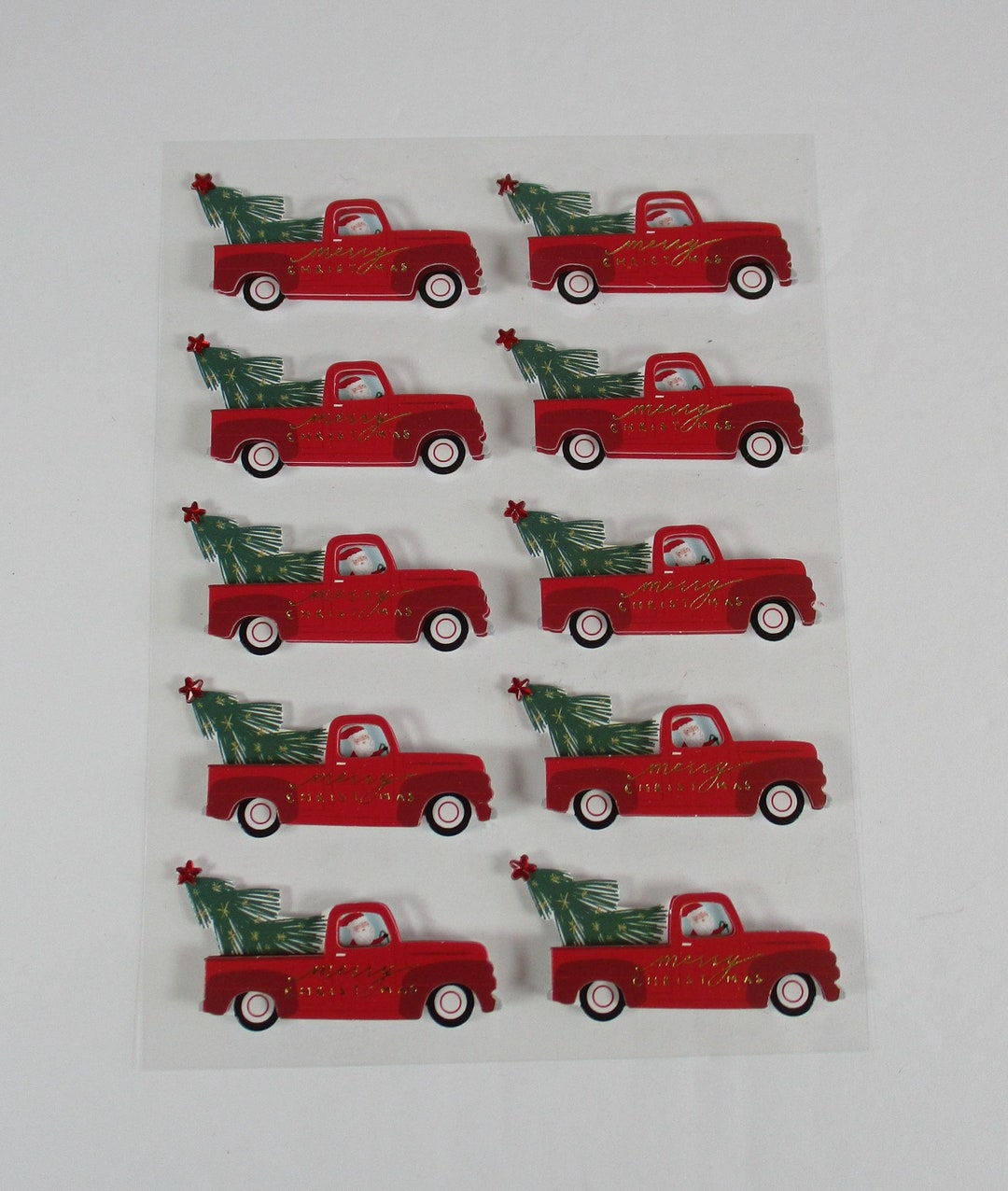 Christmas Red Pickup Truck 3D Layered Stickers, New, Set of 10 ...