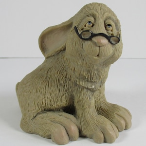 Vintage 1991 Frumps Resin Bunny Rabbit With Glasses Figurine, Foster, D ...