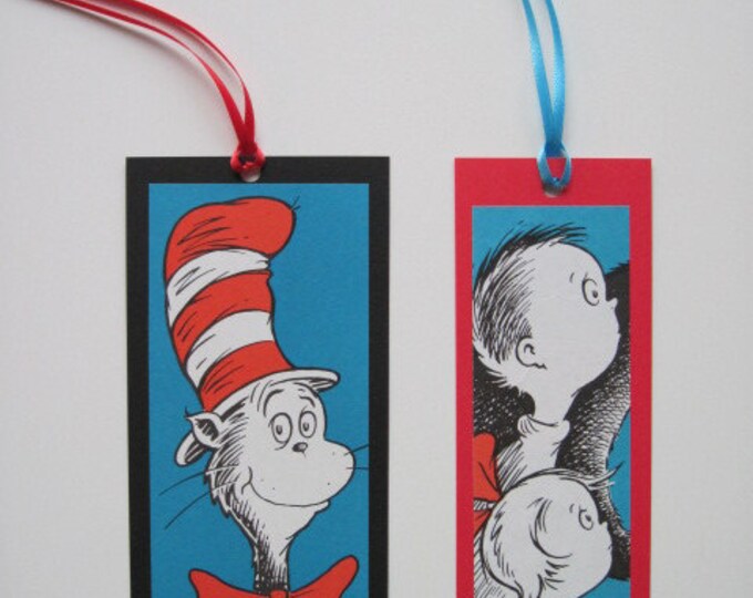CAT in the HAT- Recycled Dr. Seuss BOOKMARKS - Set of 2 - Etsy